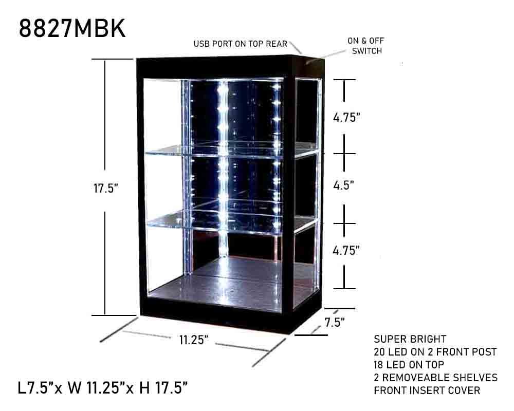 Showcase 3-Tier Collectible USB Powered LED Display Case with Top ...
